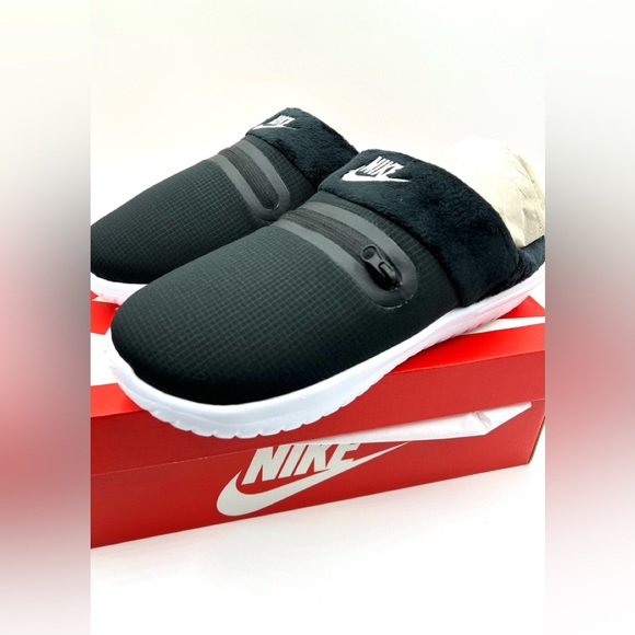 Nike | Shoes | Nike Burrow Womens Slide Slippers Black Front Zipper ...
